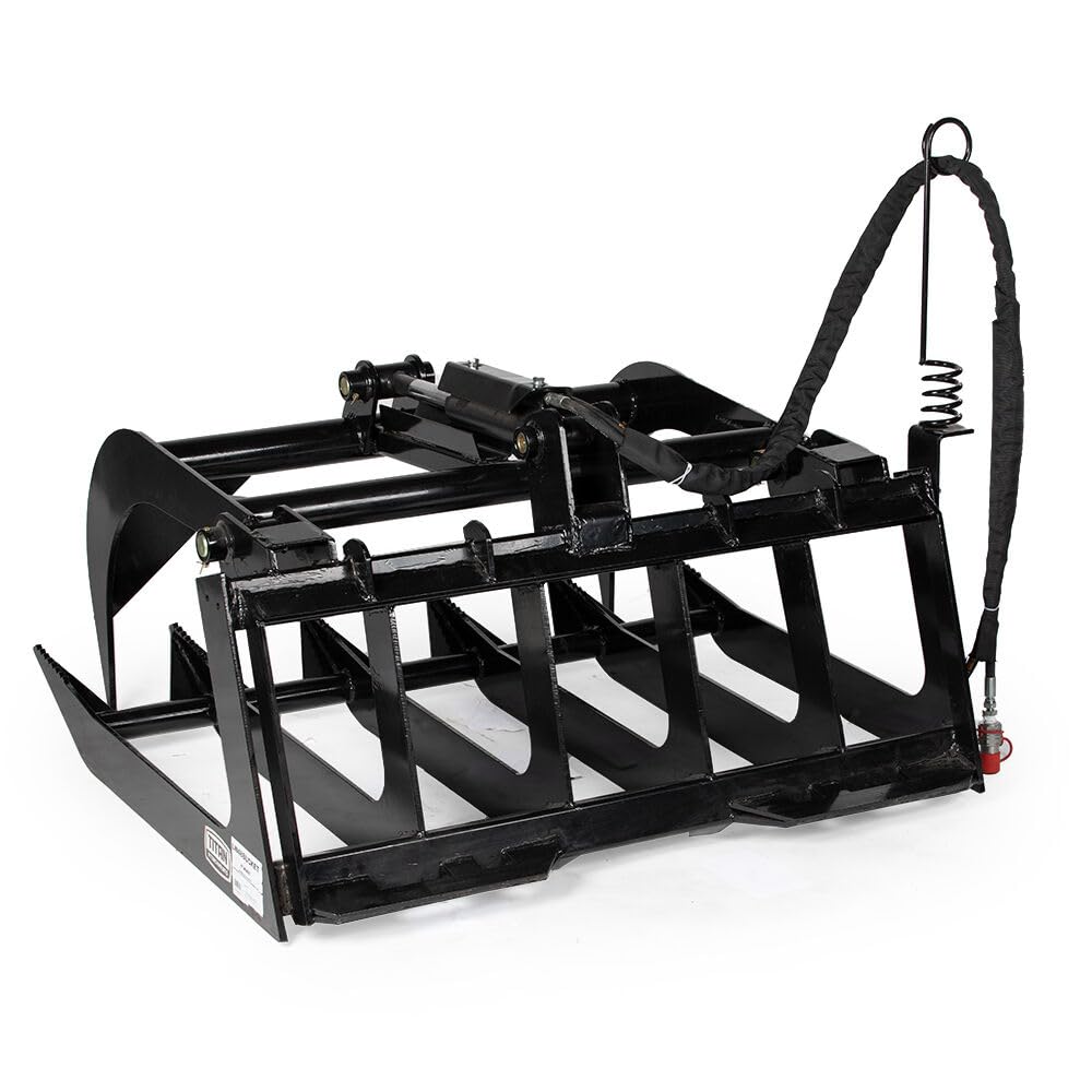 Titan Attachments 48in Economy Skid Steer Root Grapple Bucket Attachment, 3/8in Thick Steel Frame, Quick Tach Mounting System