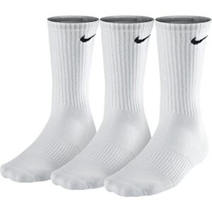 nike unisex performance cushion crew training socks (3 pairs), white, x-large