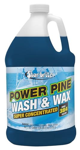 STAR BRITE Power Pine Wash & Wax - Concentrated Marine Grade Formula for Boats, Cars & More - Clean, Shine, UV Protect & Shed Stains in One Step - 128 OZ Gallon (094700)