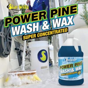 STAR BRITE Power Pine Wash & Wax - Concentrated Marine Grade Formula for Boats, Cars & More - Clean, Shine, UV Protect & Shed Stains in One Step - 128 OZ Gallon (094700)