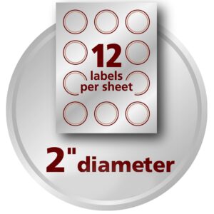 Avery Printable Embossed Foil Round Labels, 2" Diameter, Silver, 96 Customizable Labels (22824)