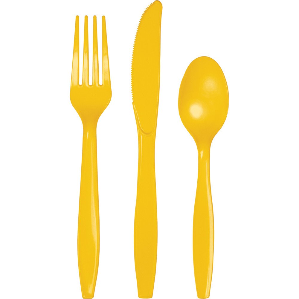 Creative Converting Assortment Plastic Cutlery, School Bus Yellow