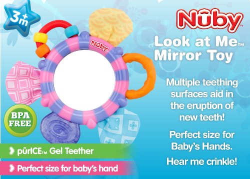 Nuby Look-at-Me Mirror Teether Toy, Colors May Vary