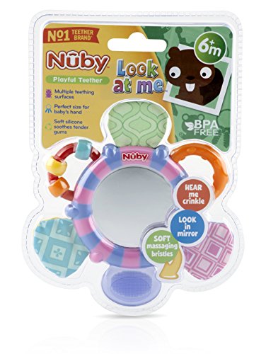 Nuby Look-at-Me Mirror Teether Toy, Colors May Vary