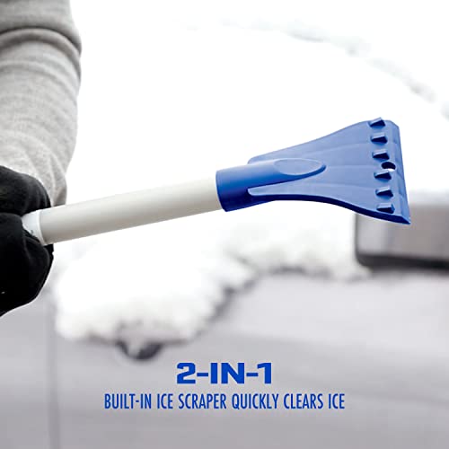 Snow Joe SJBLZD The Original 2-in-1 Telescoping Snow Broom + Ice Scraper w/18-Inch No-Scratch Foam Head, Closed Cell Foam for No Water Absorption, Blue