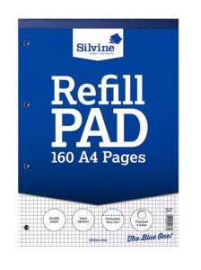 silvine a4 refill pad - ruled 5mm squares, 160 pages of 75gsm paper. ref a4rpx (210 x 297mm)