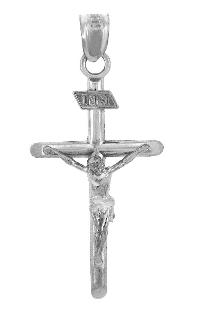 Religious Jewelry by FDJ .925 Sterling Silver 25 Sterling Silver Linear Cross INRI Crucifix Charm INRI Crucifix Charm Pendant