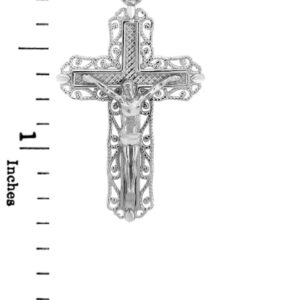 Religious Jewelry 925 Sterling Silver Crucifix Filigree Charm Pendant