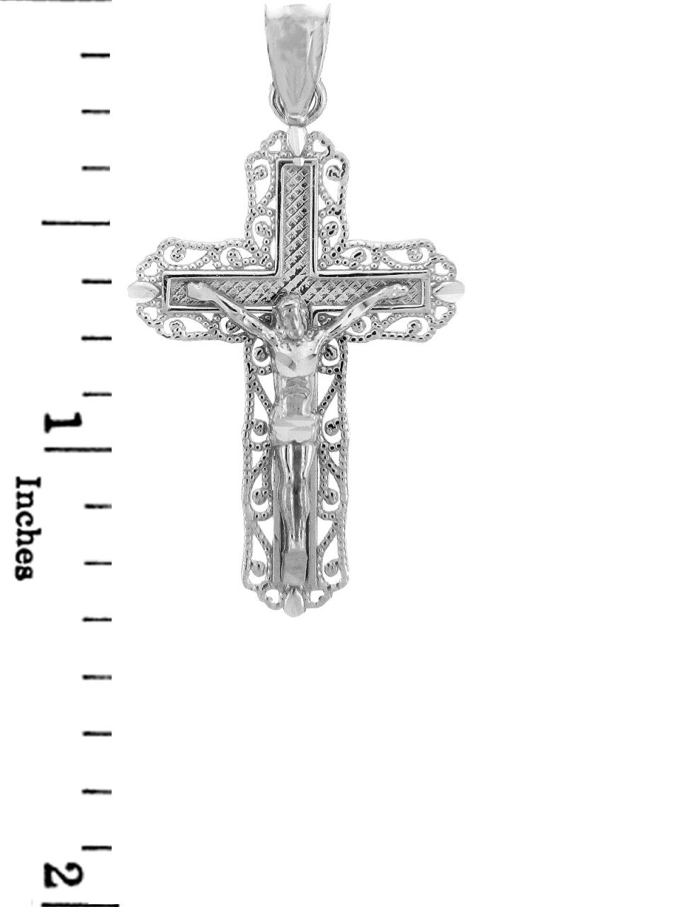 Religious Jewelry 925 Sterling Silver Crucifix Filigree Charm Pendant