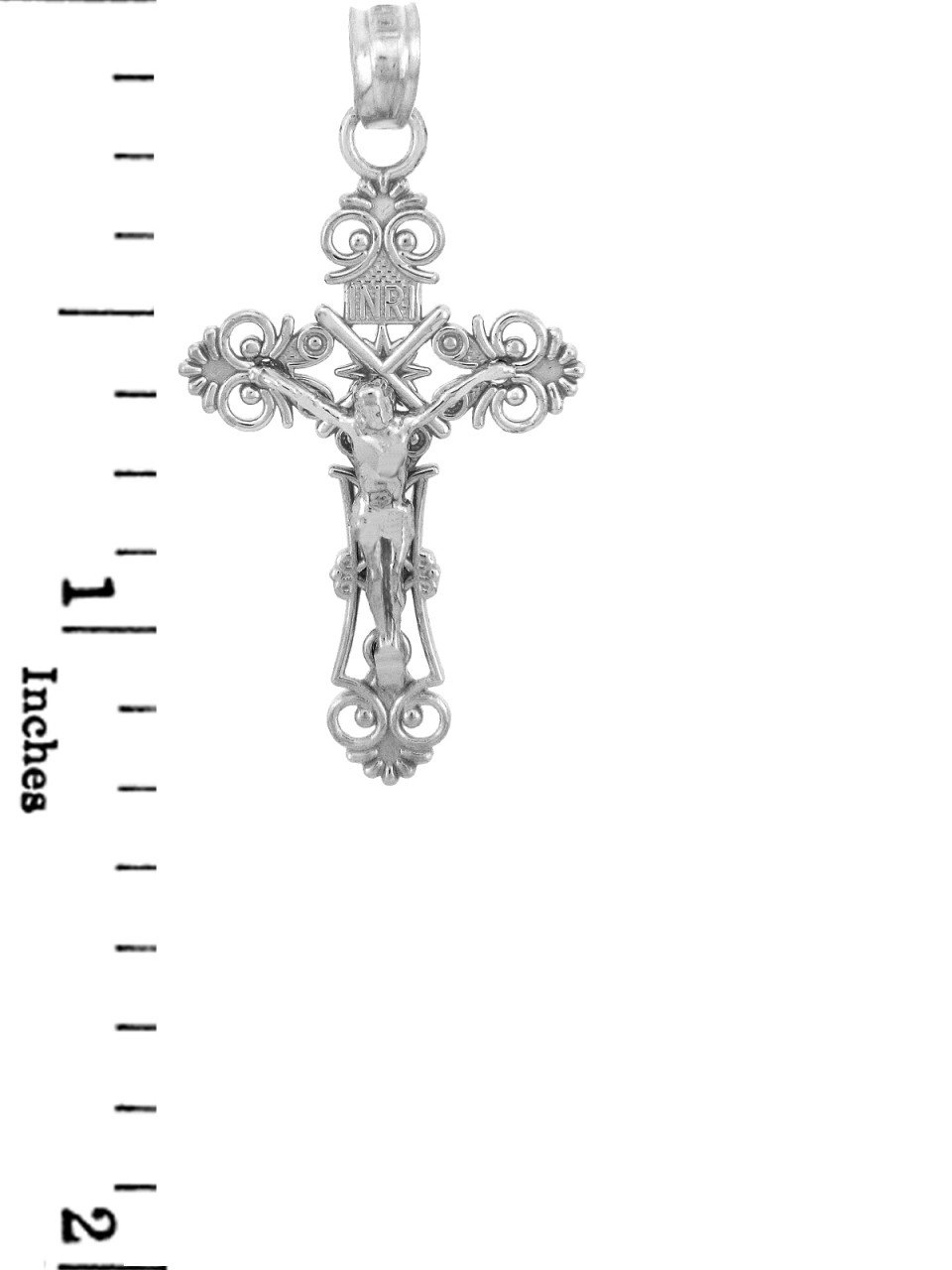 925 Sterling Inri Filigree Silver Crucifix Pendant