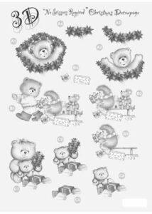 ecstasy crafts craft uk silver christmas decoupage -bear