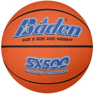 baden junior sx range composite rubber basketball, indoor and outdoor ball, tan, size 5