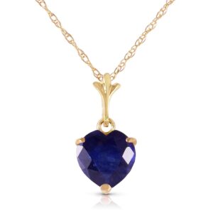 galaxy gold gg 14k 24" solid yellow gold heart-shaped natural 1.55 carat sapphire pendant necklace