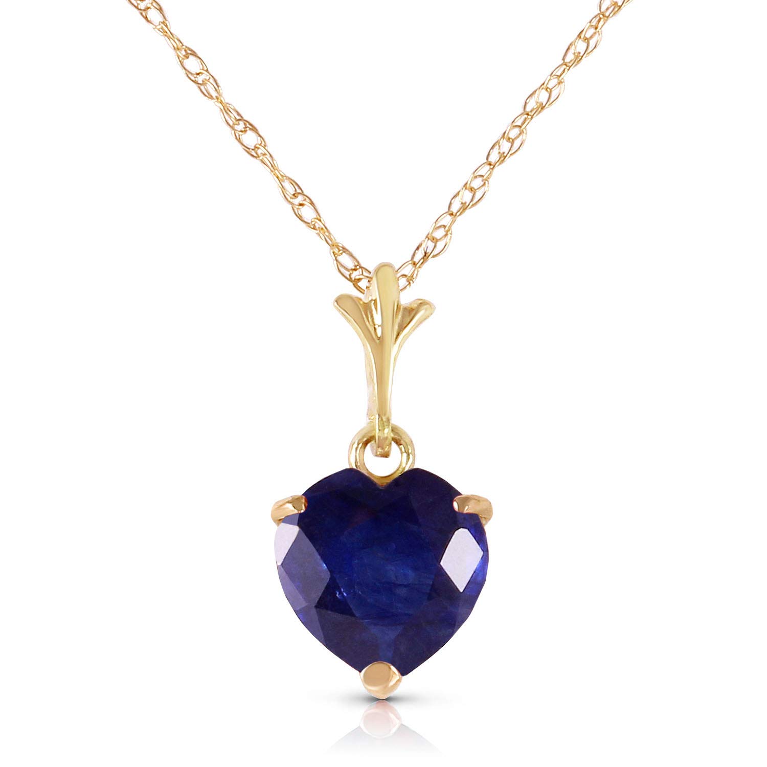 Galaxy Gold GG 14k 24" Solid Yellow Gold Heart-shaped Natural 1.55 Carat Sapphire Pendant Necklace