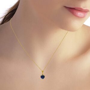 Galaxy Gold GG 14k 24" Solid Yellow Gold Heart-shaped Natural 1.55 Carat Sapphire Pendant Necklace