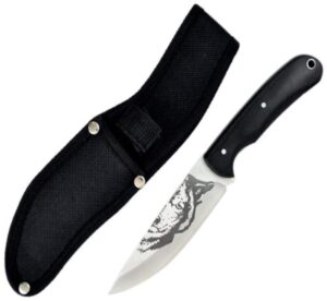 fury wolf razor edge fixed blade knife with black pakka handle, 9-inch