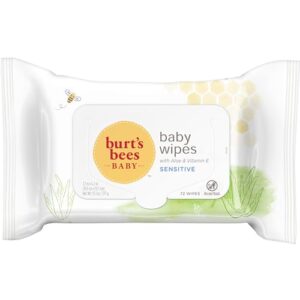 burt's bees baby wipes,unscented natural baby wipes for sensitive skin with aloe and vitamin e - 72 wipes