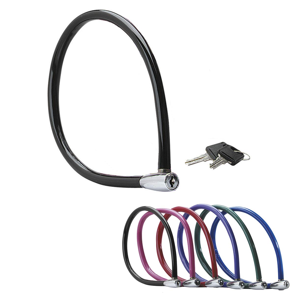 MASTER LOCK Bike Cable Lock [Key] [55 cm Colourful Cable] [Outdoor] 8630-F - Ideal for Bike, Electric Bike, Skateboards, Strollers, Lawnmowers and other Outdoor Equipments