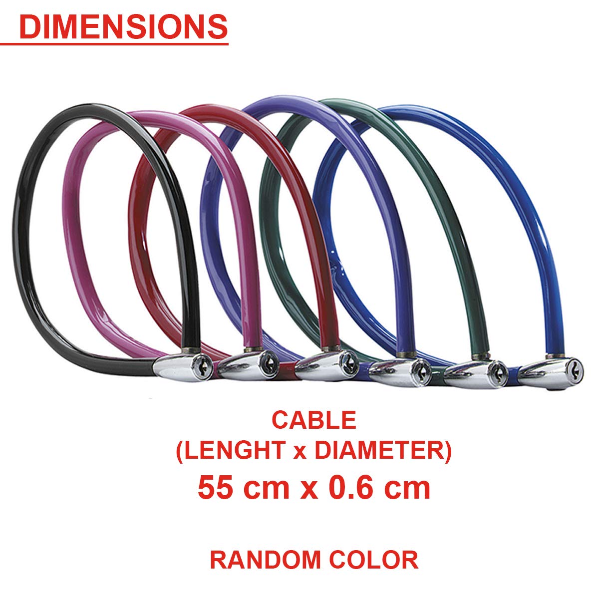 MASTER LOCK Bike Cable Lock [Key] [55 cm Colourful Cable] [Outdoor] 8630-F - Ideal for Bike, Electric Bike, Skateboards, Strollers, Lawnmowers and other Outdoor Equipments