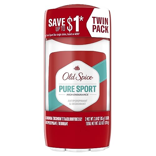 Old Spice High Endurance Anti-Perspirant Deodorant for Men, Pure Sport Scent, 3.0 oz Twin Pack