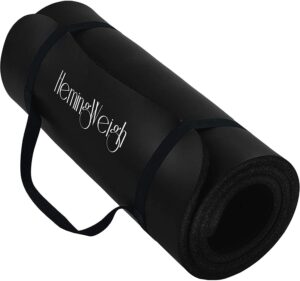 hemingweigh yoga mat 1 inch extra thick | non slip black (70"l x 23"w)