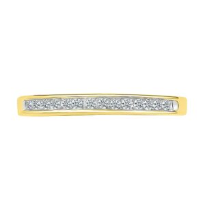 DGOLD 10KT Yellow Gold Round Diamond Anniversary Ring (1/10 CTTW), 8.5