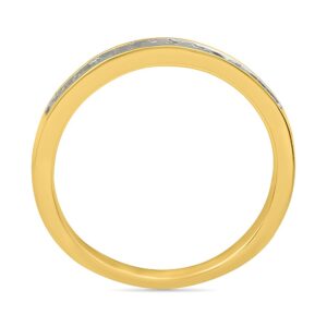 DGOLD 10KT Yellow Gold Round Diamond Anniversary Ring (1/10 CTTW), 8.5