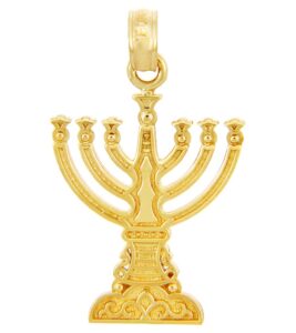 jewish gold pendants - menorah yellow gold pendant (10k gold)