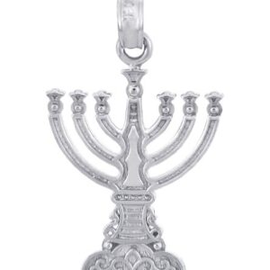 Claddagh Gold Jewish Menorah Pendants - Silver Menorah Pendant (Small)