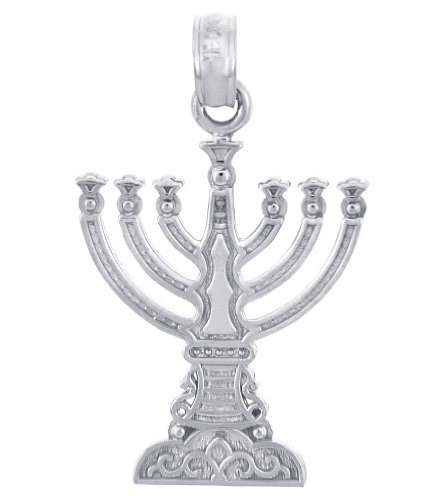 Claddagh Gold Jewish Menorah Pendants - Silver Menorah Pendant (Small)