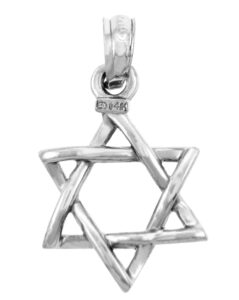 14k white gold jewish star of david pendant