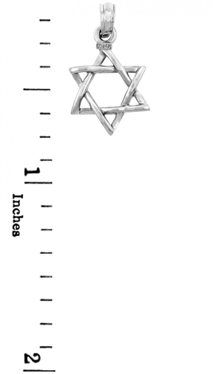 14k White Gold Jewish Star of David Pendant