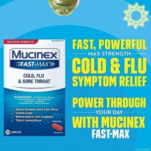 Mucinex Fast-Max Cold, Flu, & Sore Throat Caplets, 20ct