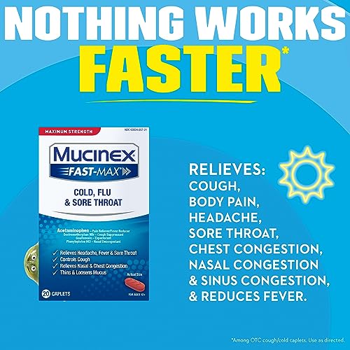 Mucinex Fast-Max Cold, Flu, & Sore Throat Caplets, 20ct