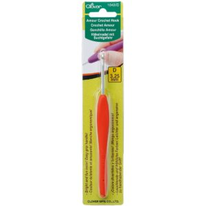 clover 1042/d orange amour crochet hook, size d, 3.25mm