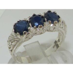 LetsBuyGold 925 Sterling Silver Natural Sapphire Womens Anniversary Ring - Size 8.25