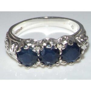 LetsBuyGold 925 Sterling Silver Natural Sapphire Womens Anniversary Ring - Size 8.25