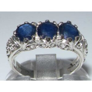 LetsBuyGold 925 Sterling Silver Natural Sapphire Womens Anniversary Ring - Size 8.25