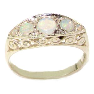 925 sterling silver natural opal womens band ring - sizes 4 to 12 available