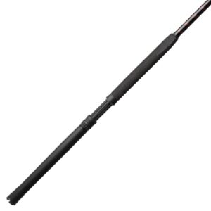 penn rampage 6’6” nearshore/offshore boat conventional rod; 1-piece fishing rod, 20-50lb line rating, medium heavy rod power, moderate fast action, tubular glass blank for extra strength,black