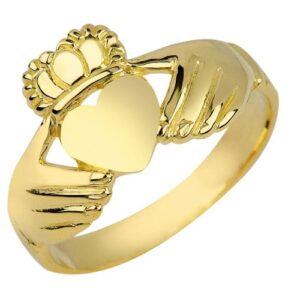 high polish 10k yellow gold claddagh ring (size 7.5)