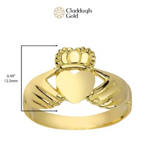 High Polish 10k Yellow Gold Claddagh Ring (Size 9)