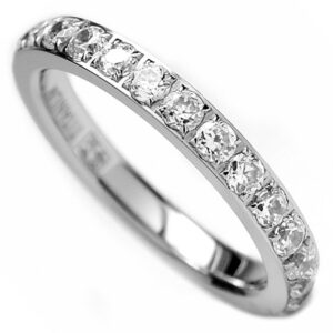 3mm ladies titanium eternity engagement band, wedding ring with pave set cubic zirconia size 8