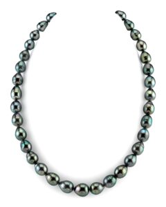 the pearl source 8.0-10.0mm tahitian pearl baroque necklace for women - 14k gold pearl strand necklace | 18in length pearl necklace with genuine cultured pearls