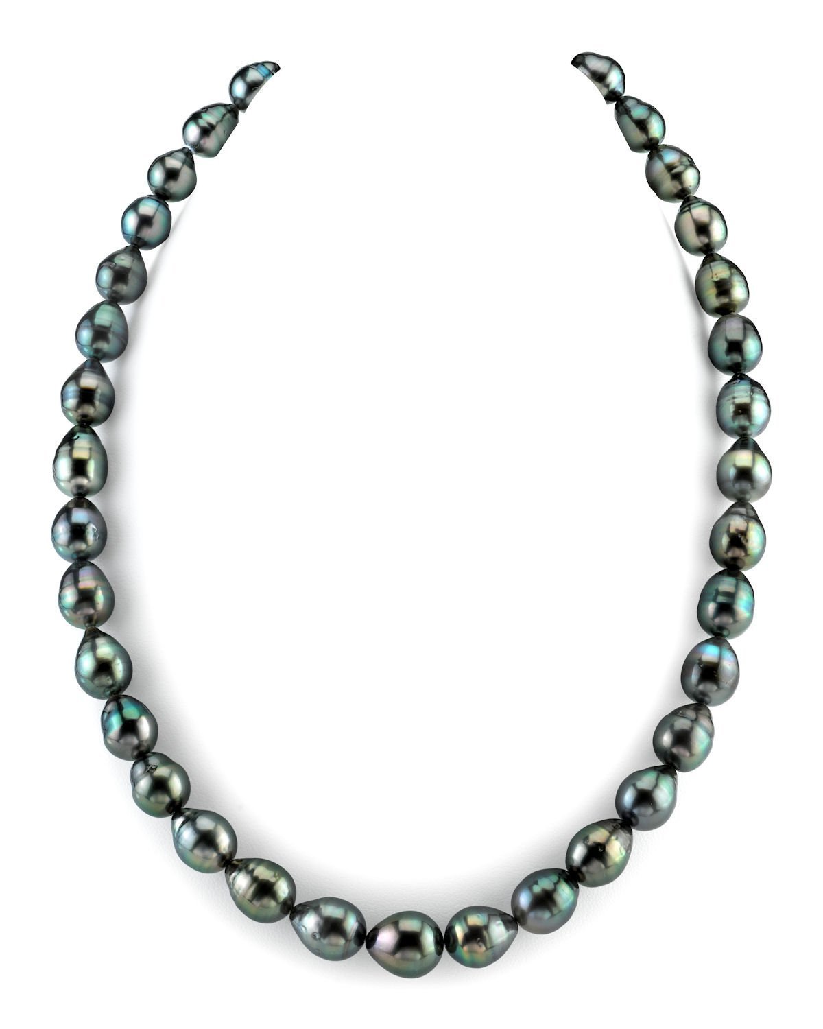 The Pearl Source 8.0-10.0mm Tahitian Pearl Baroque Necklace for Women - 14k Gold Pearl Strand Necklace | 18in Length Pearl Necklace with Genuine Cultured Pearls