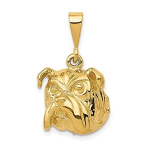 icecarats 14k yellow gold bulldog necklace charm pendant 26mm x 16mm only