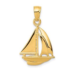 icecarats 14k yellow gold sailboat necklace charm pendant 27mm x 16mm only