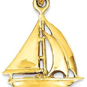 IceCarats 14K Yellow Gold Sailboat Necklace Charm Pendant 27mm x 16mm Only