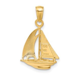 IceCarats 14K Yellow Gold Sailboat Necklace Charm Pendant 27mm x 16mm Only