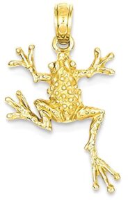 icecarats 14k yellow gold frog necklace charm pendant only